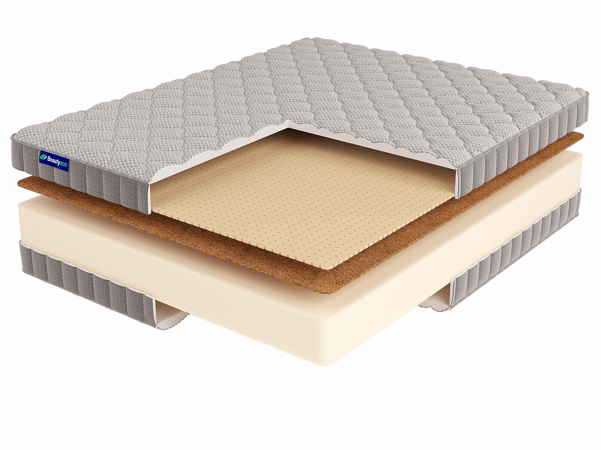 Матрас Beautyson Roll Foam 14 Mix 140х195 высота 16 см анатомический средней жесткости кокосовый латексный Беспружинный