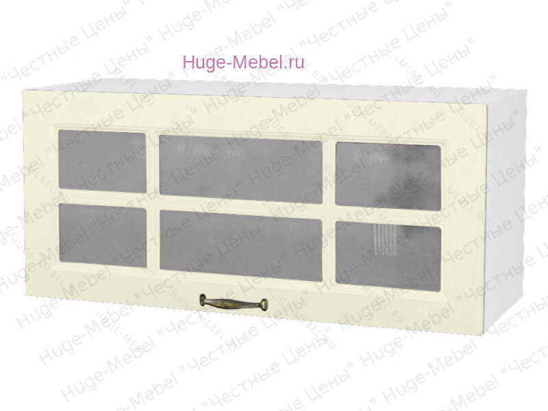 Горизонтальный кухонный стеклянный шкаф 800 Мария (крем) Huge Mebel . Ширина 800 Высота 358. Кухонные шкафы