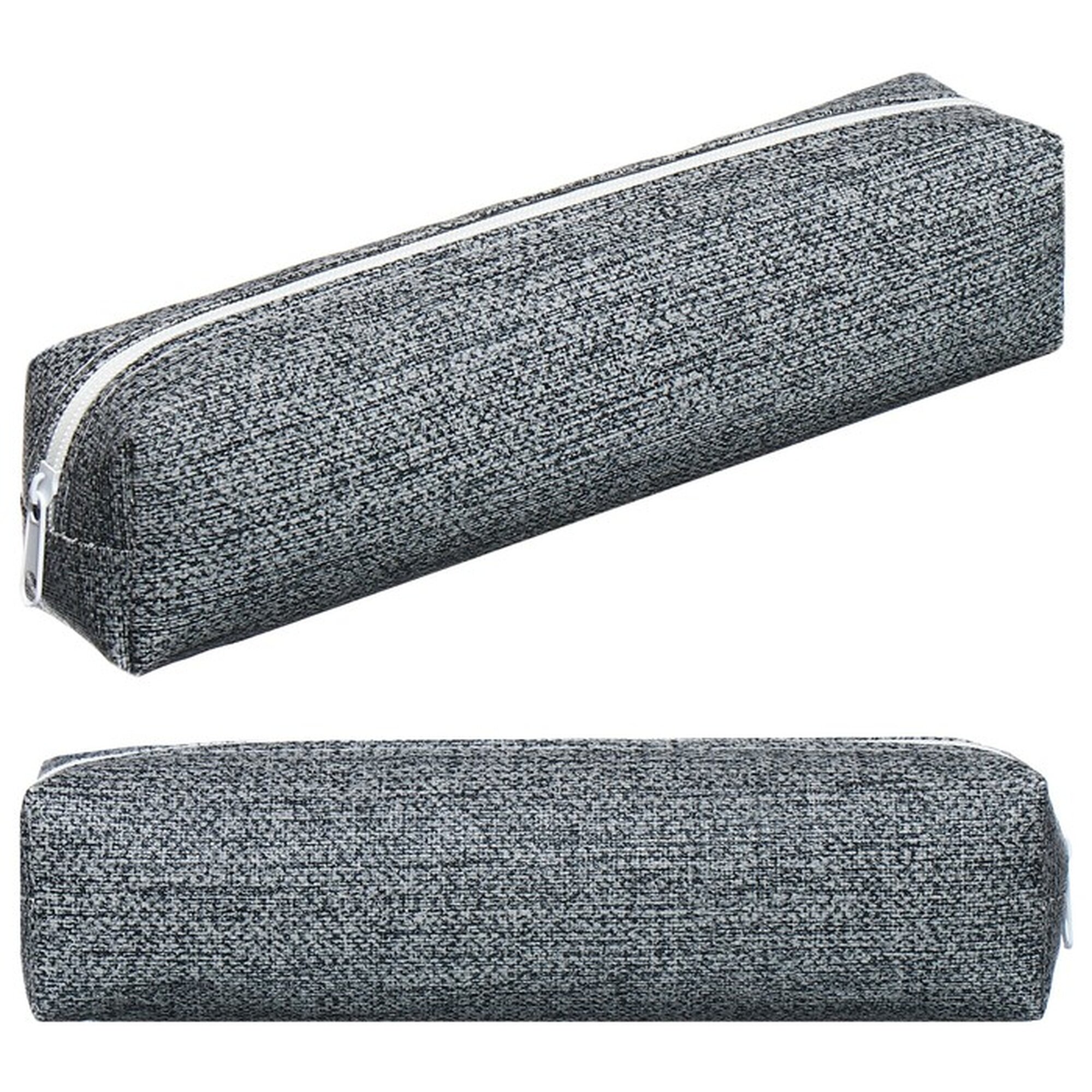 Пенал Calligrata "Твид", на молнии, текстиль, серый, 4x20x6,5 см