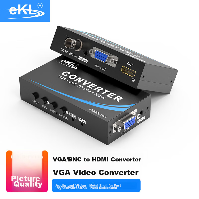 EKL 1804 VGA to HDMI Converter, BNC to VGA/HDMI, Two-In Converter, One Input Two Outputs