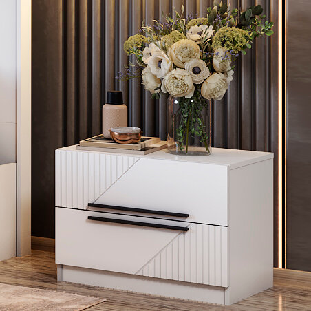 Тумба прикроватная Палермо от ВНК-Мебель, с 2 ящиками, размер 60х40х45см, цвет Белый