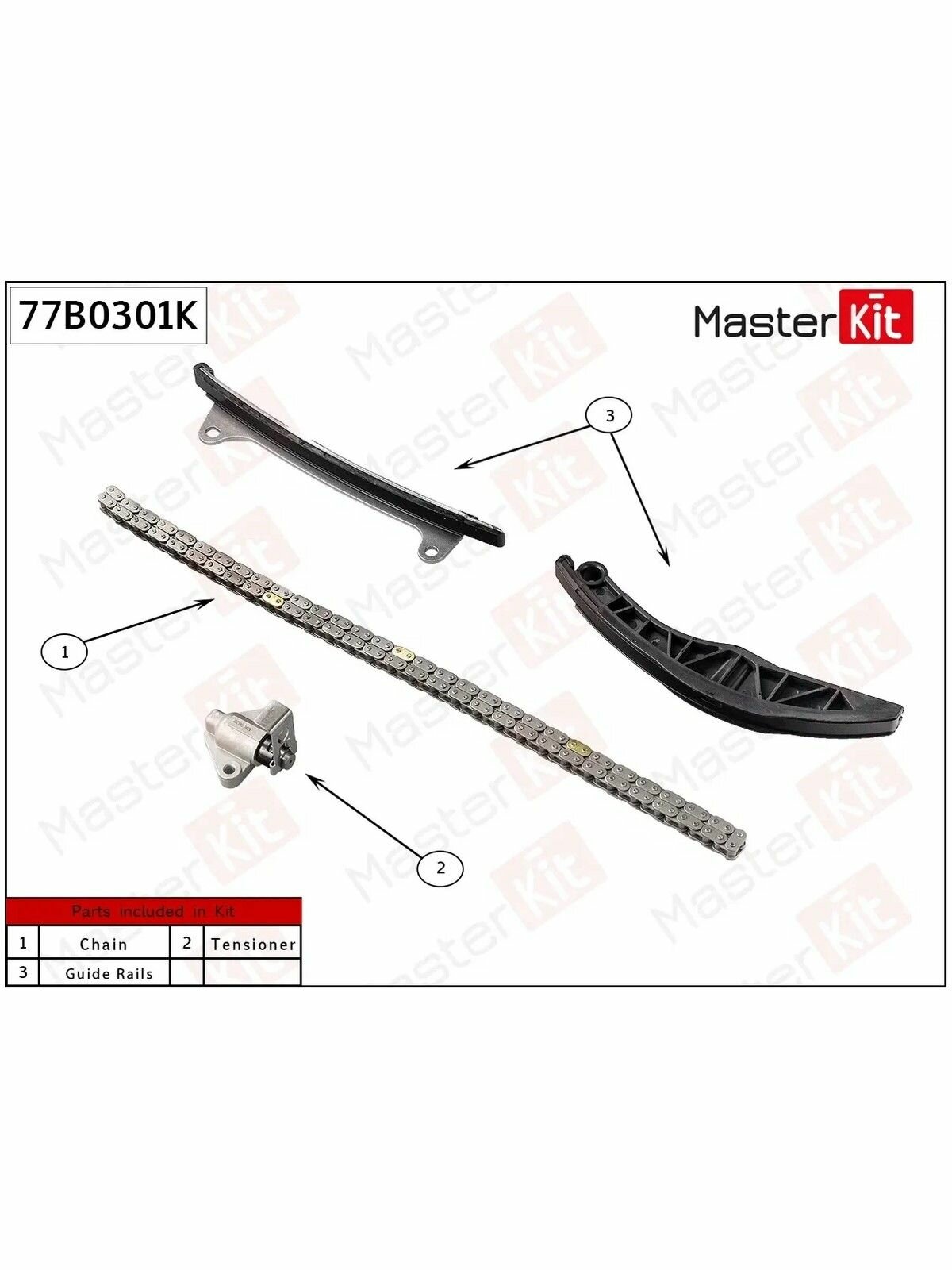 Комплект цепи ГРМ KIA PICANTO (ТА) 11-16 G3LA, MASTERKIT 77B0301K