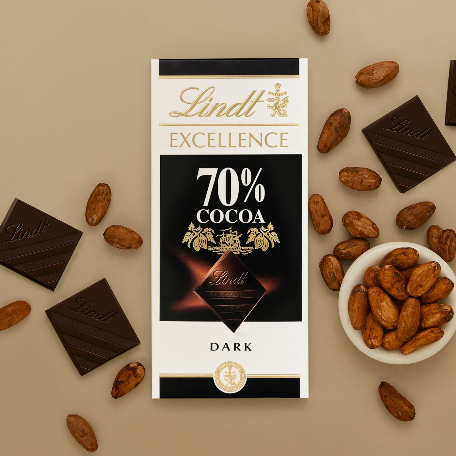 Темный шоколад Lindt Excellence 70% какао, 100г.