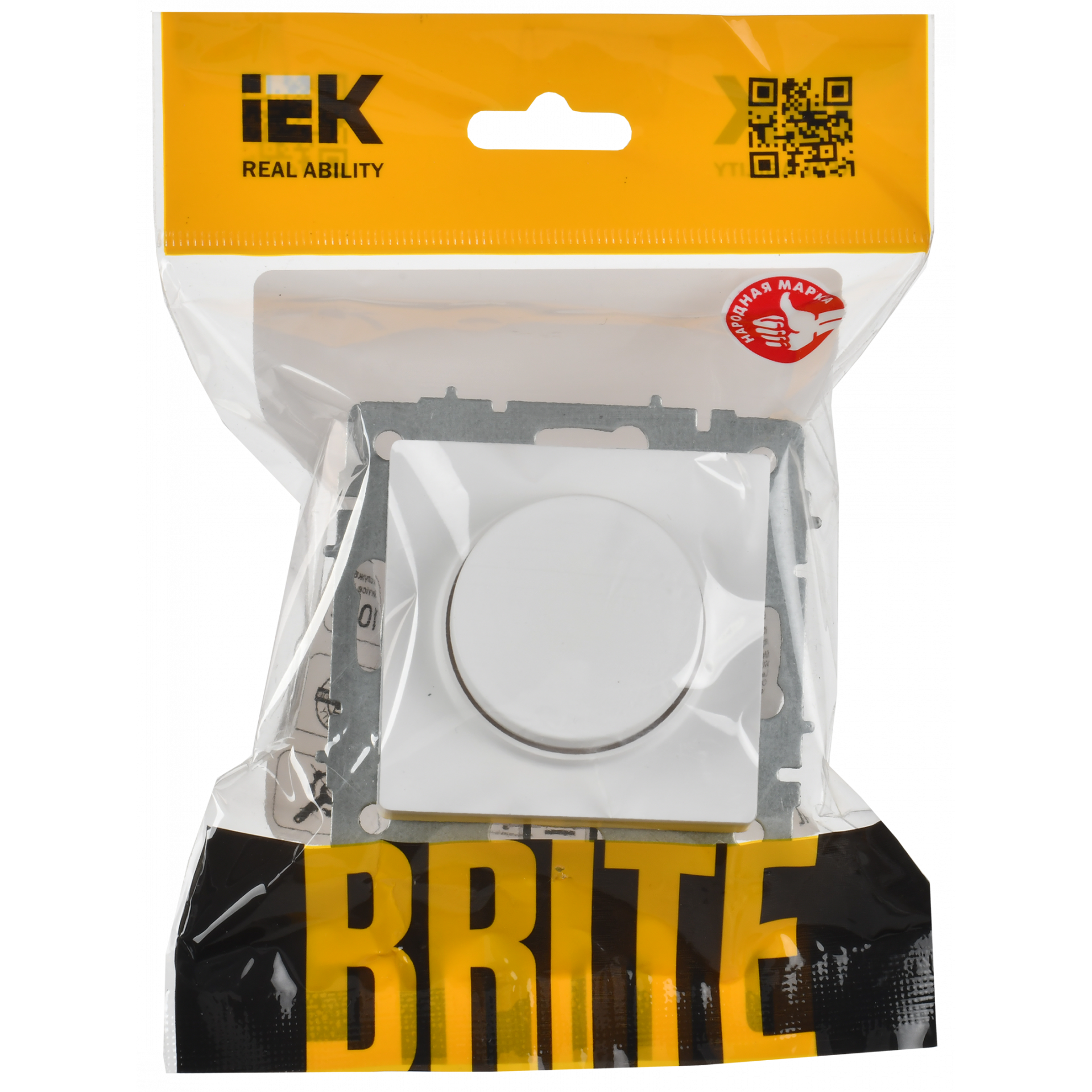 BRITE Светорегулятор поворотно-нажимной 600Вт СС10-1-0-БрАБ арктический белый, IEK BR-D20-0600-K91 (1 шт.)