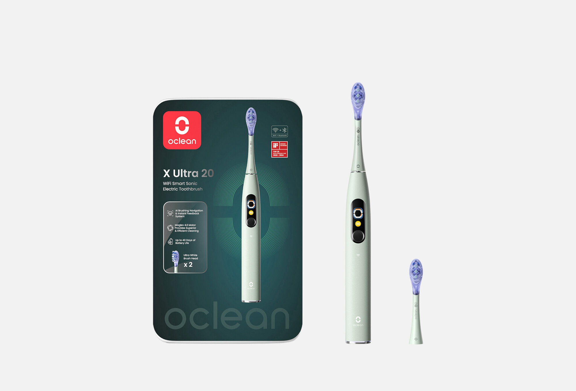 Электрическая зубная щетка OCLEAN X Ultra 20 Мятно-зеленая