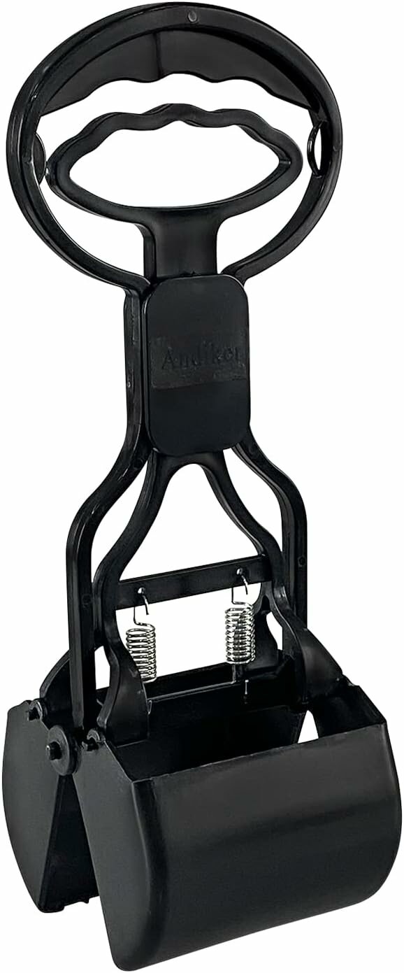 Andiker Портативный совок для уборки за домашними животными с короткой ручкой, совок-зажим с высокой эластичной пружиной для уборки собачьих экскрементов в помещении и на улице (Черный)