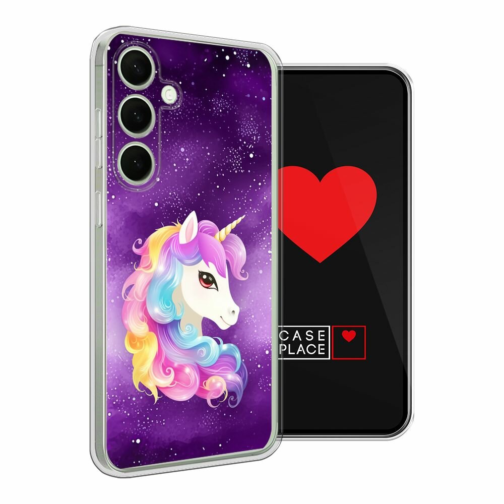 Чехол на Samsung Galaxy S25 Plus / Самсунг S25 Плюс с принтом "Кудрявый единорог" — фото 1