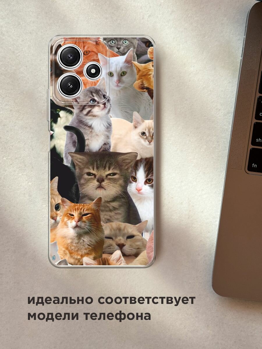 Чехол на Xiaomi Redmi 12 / Сяоми Редми 12 с принтом "Коты из мемов" — фото 1
