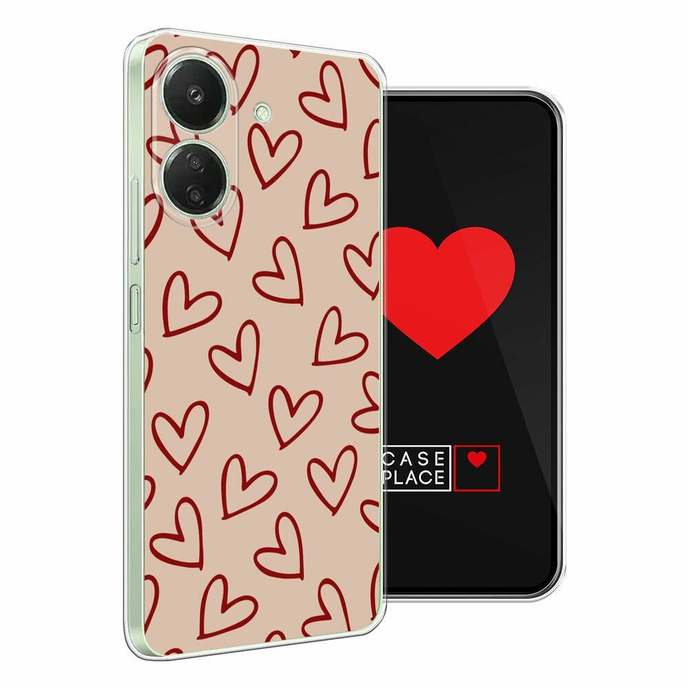 Чехол на Xiaomi Redmi 13C/Poco C65 / Сяоми Редми 13C/Поко С65 с принтом "Little hearts doodles 1 - 14 февраля" — фото 1