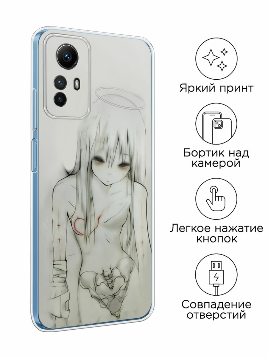Чехол на Xiaomi Redmi Note 12S / Сяоми Редми Ноут 12S с принтом "Аниме рисунок чёрно-белый" — фото 1
