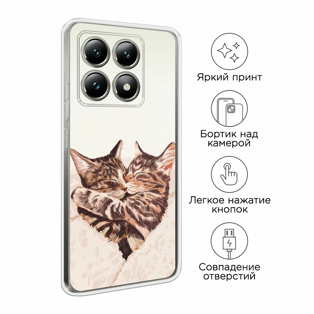 Чехол на Xiaomi 14T / Сяоми 14T с принтом "Влюбленные котейки - 14 февраля" — фото 1