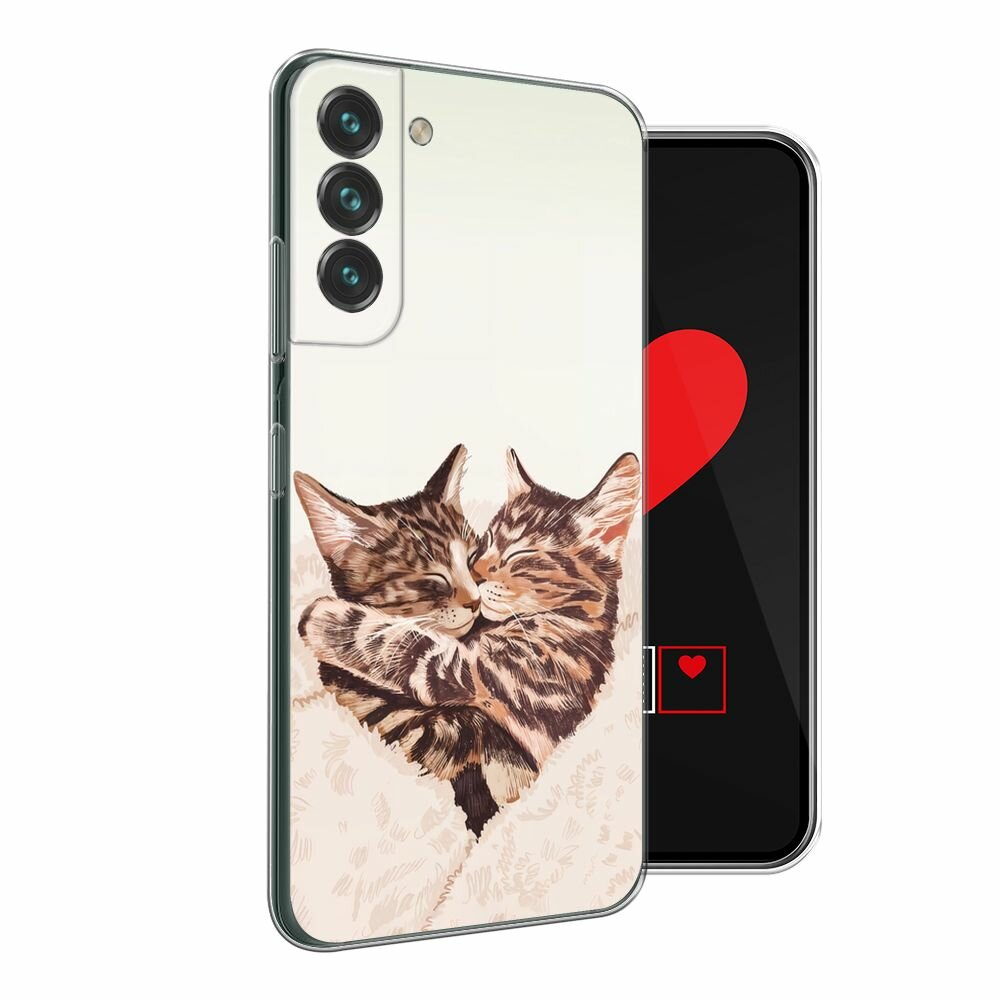 Чехол на Samsung Galaxy S22 / Самсунг Галакси S22 с принтом "Влюбленные котейки - 14 февраля" — фото 1