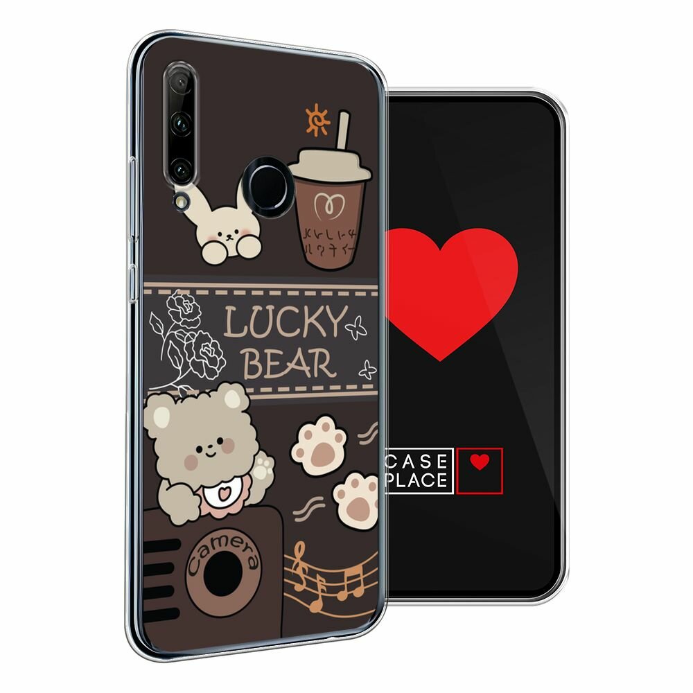Чехол на Honor 10i/20 Lite 2019/20e/Huawei P Smart Plus 2019 / Хонор 10i с принтом "Lucky bear coffee 1" — фото 1