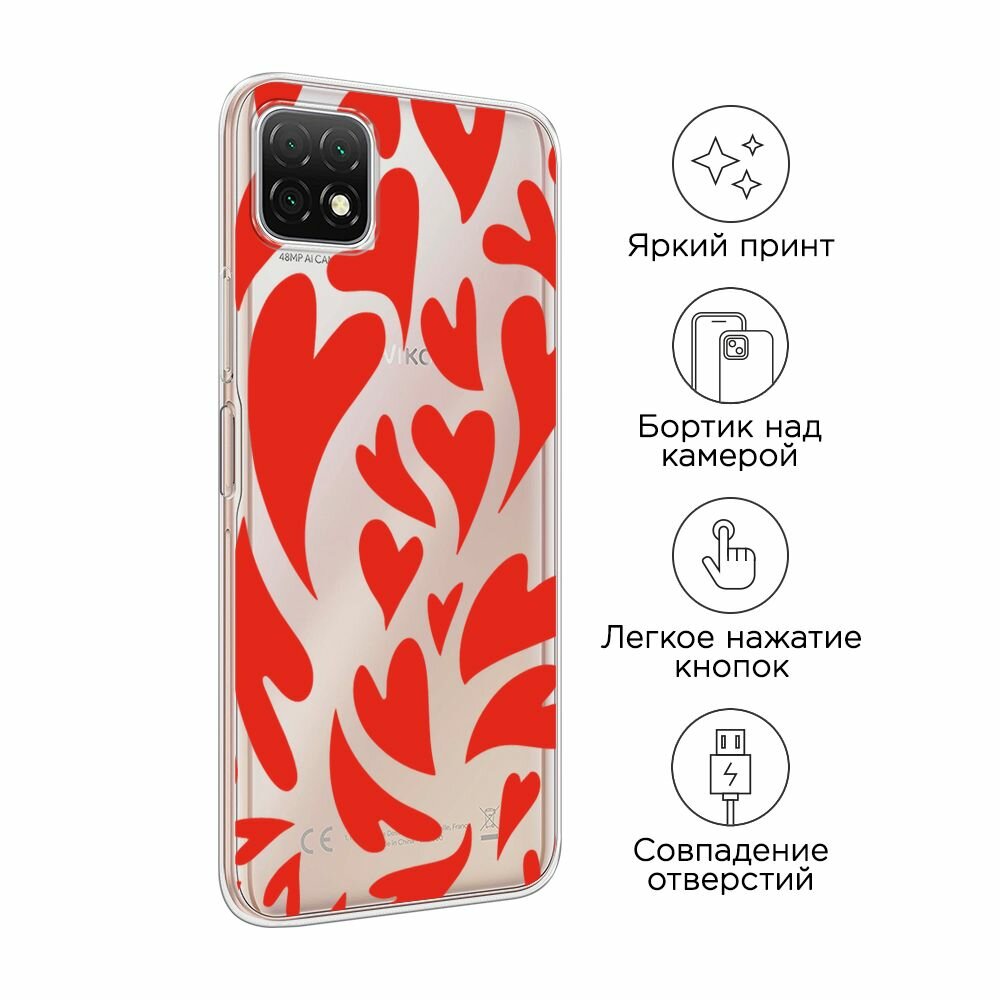Чехол на Wiko T3 / Вико Т3 с принтом "Crazy hearts 2 - 14 февраля", прозрачный — фото 1