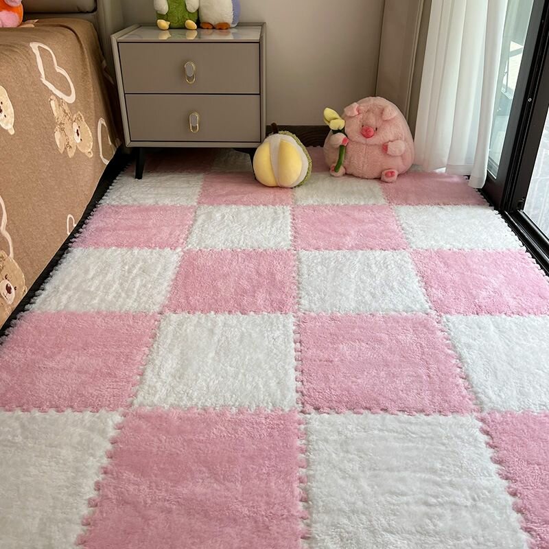 Модульный ковер из плюша для спальни, 30x30 см, набор 10 шт, с соединительными краями, для татами, пола (можно резать, сборка)