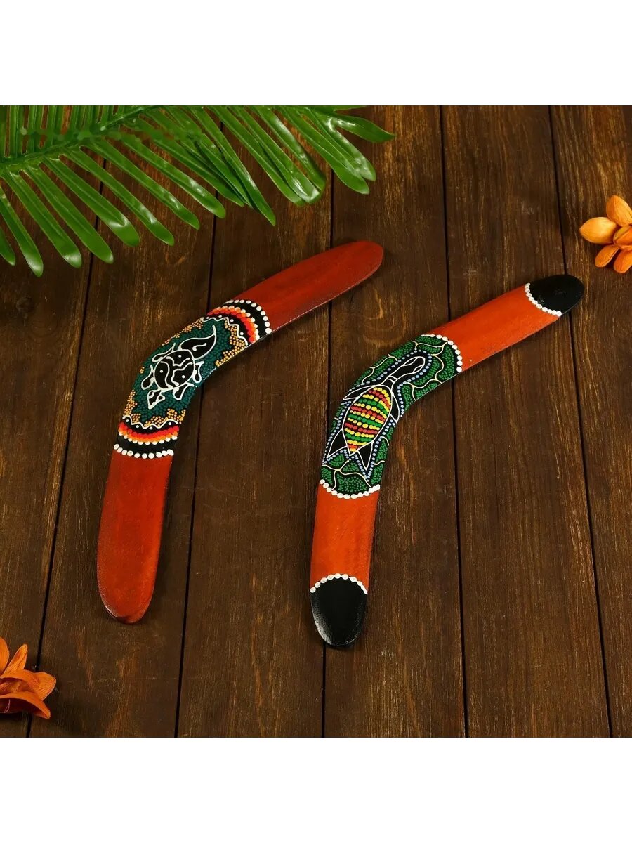 Сувенир бумеранг "Цветной узор" с 2-х сторон 40х6х0,7 см