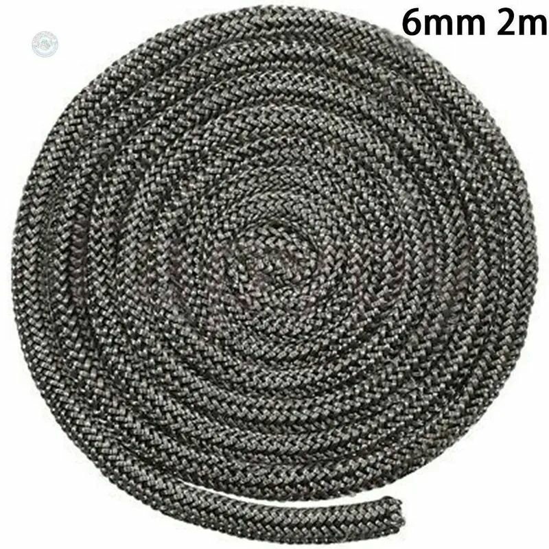 Уплотнительный шнур из стекловолокна для дверей печи и камина, герметичная прокладка 6-8 мм, 2 м, черный, универсальная термостойкая веревка для дровяных и гранулированных печей, котлов, дымоходов