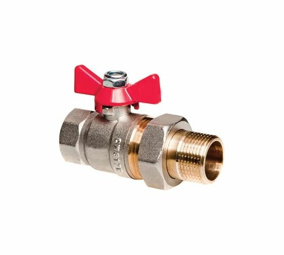 Кран шаровой (американка) 1/2" ВН бабочка никелированный, альтстрим