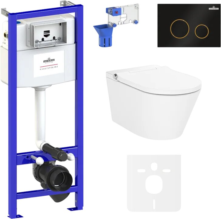 Комплект Lavinia Boho Унитаз подвесной Smart V-Clean 3359102R с микролифтом / Инсталляция RelFix 38010010 / Кнопка, Дозатор