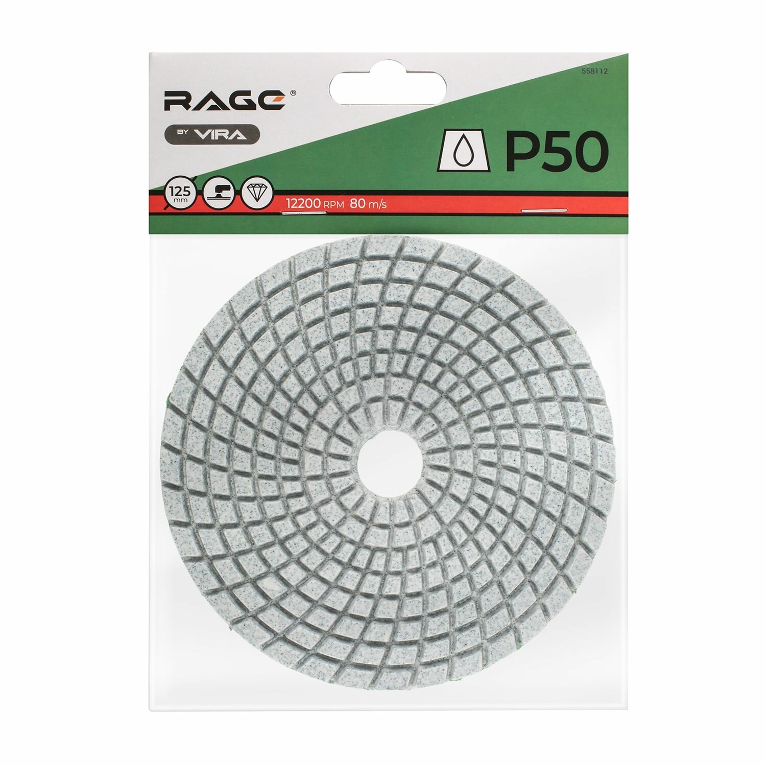 Круг алмазный RAGE гибкий, Р50 125 мм, черепашка для керамогранита, АГШК, мокрое шлифование