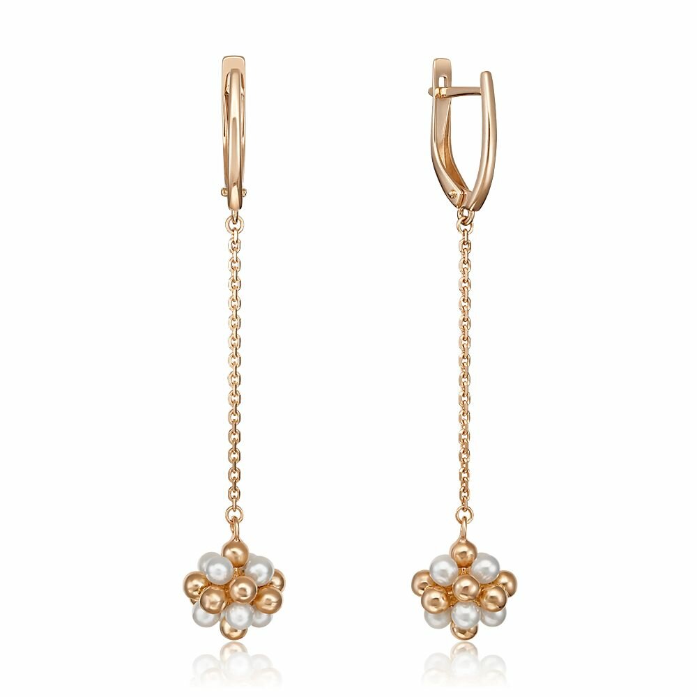 Серьги PLATINA, красное золото, 585 проба, жемчуг культивированный