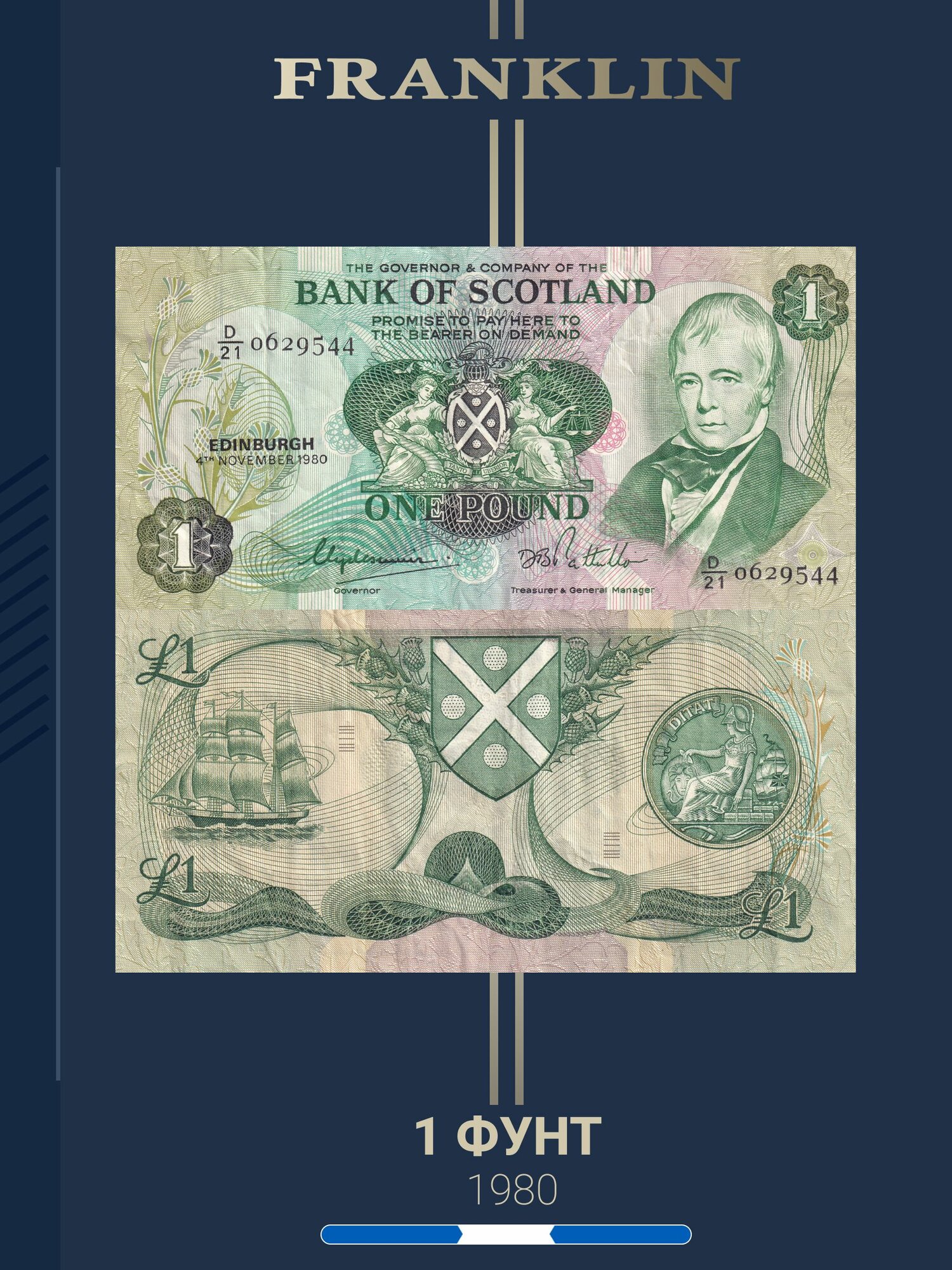 Банкнота Шотландия 1 фунт 1980 год (F) Pick 111d.2