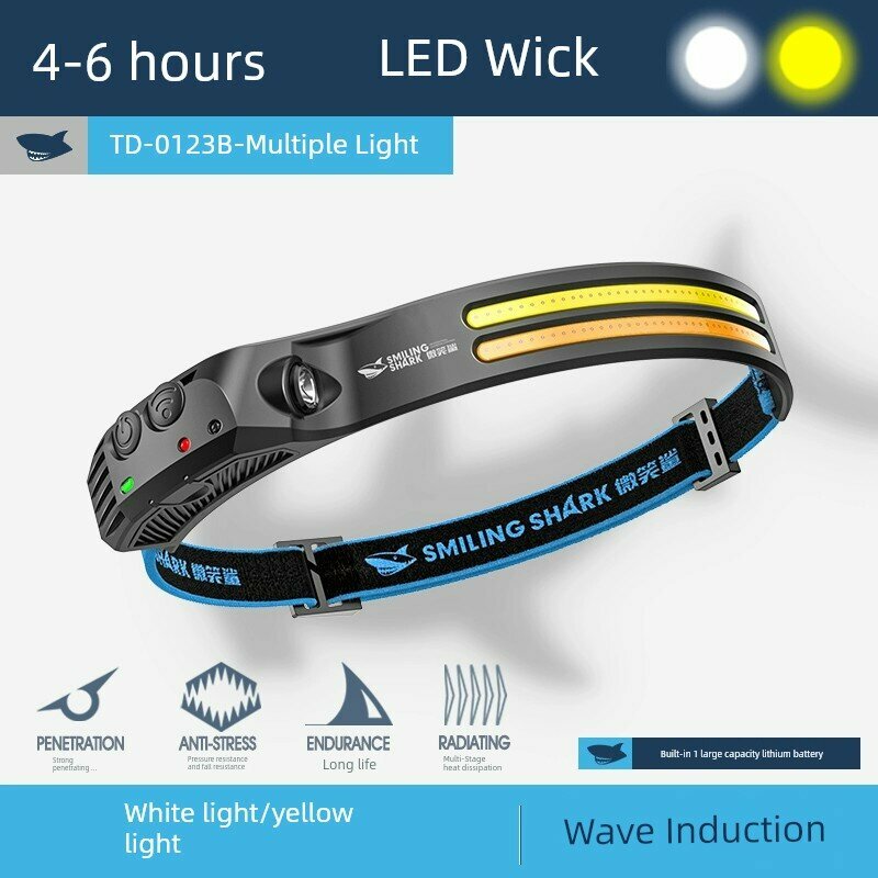 Налобный фонарь Smiling Shark 2025, новая модель, мощный свет, ультраяркий, перезаряжаемый, для активного отдыха,