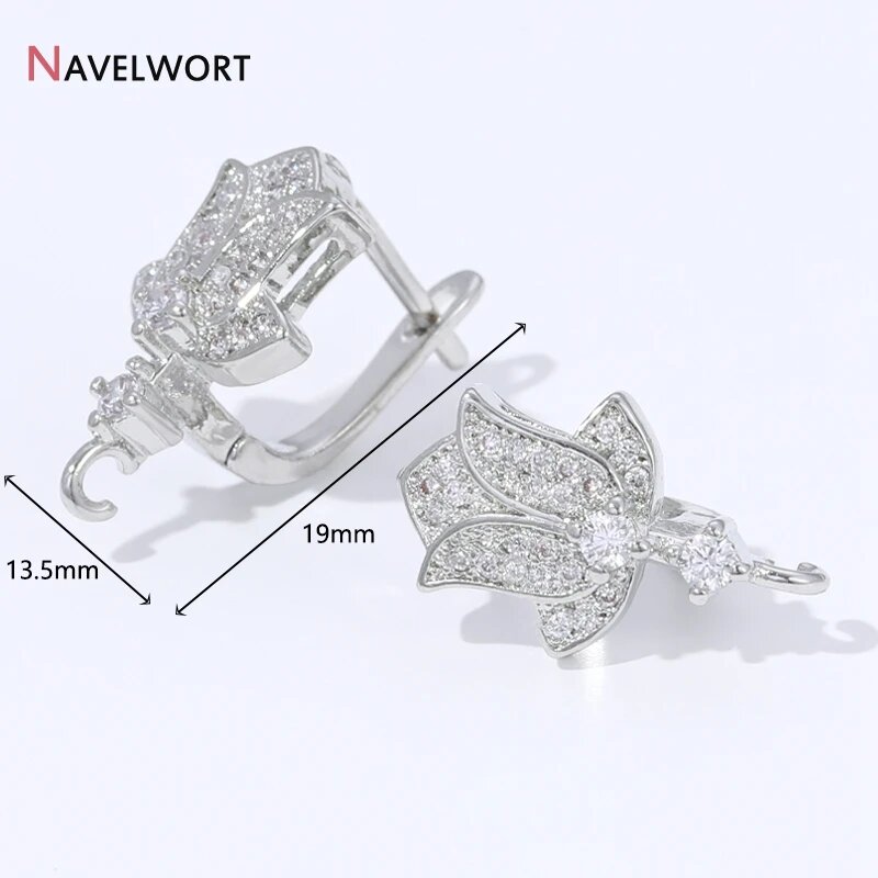 Швензы NAVELWORT, цветок розы, Rhodium plated