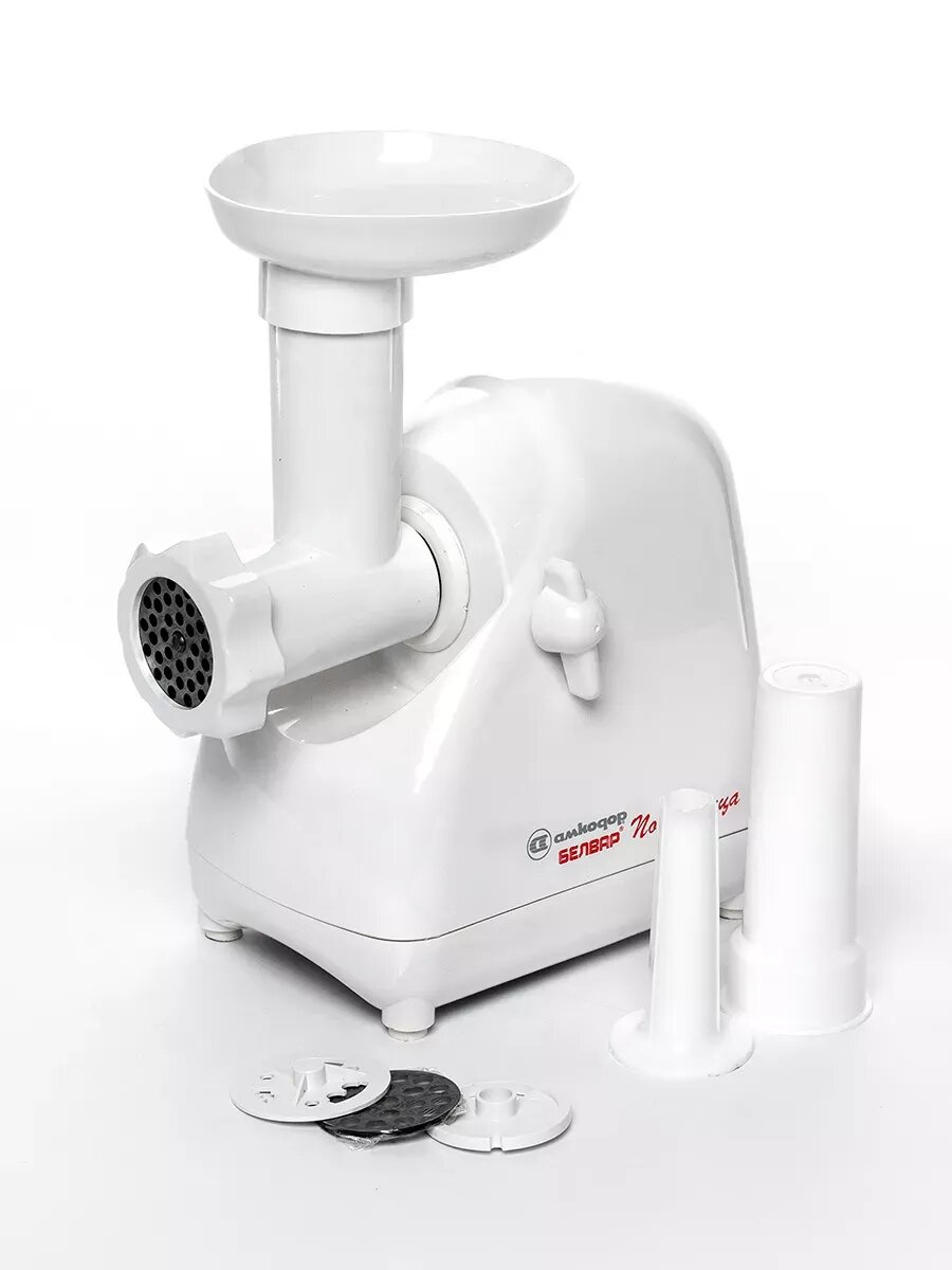 Мясорубка Белвар КЭМ-П2У-302-07, белый, пластик, 220Вт, 2 диска для фарша