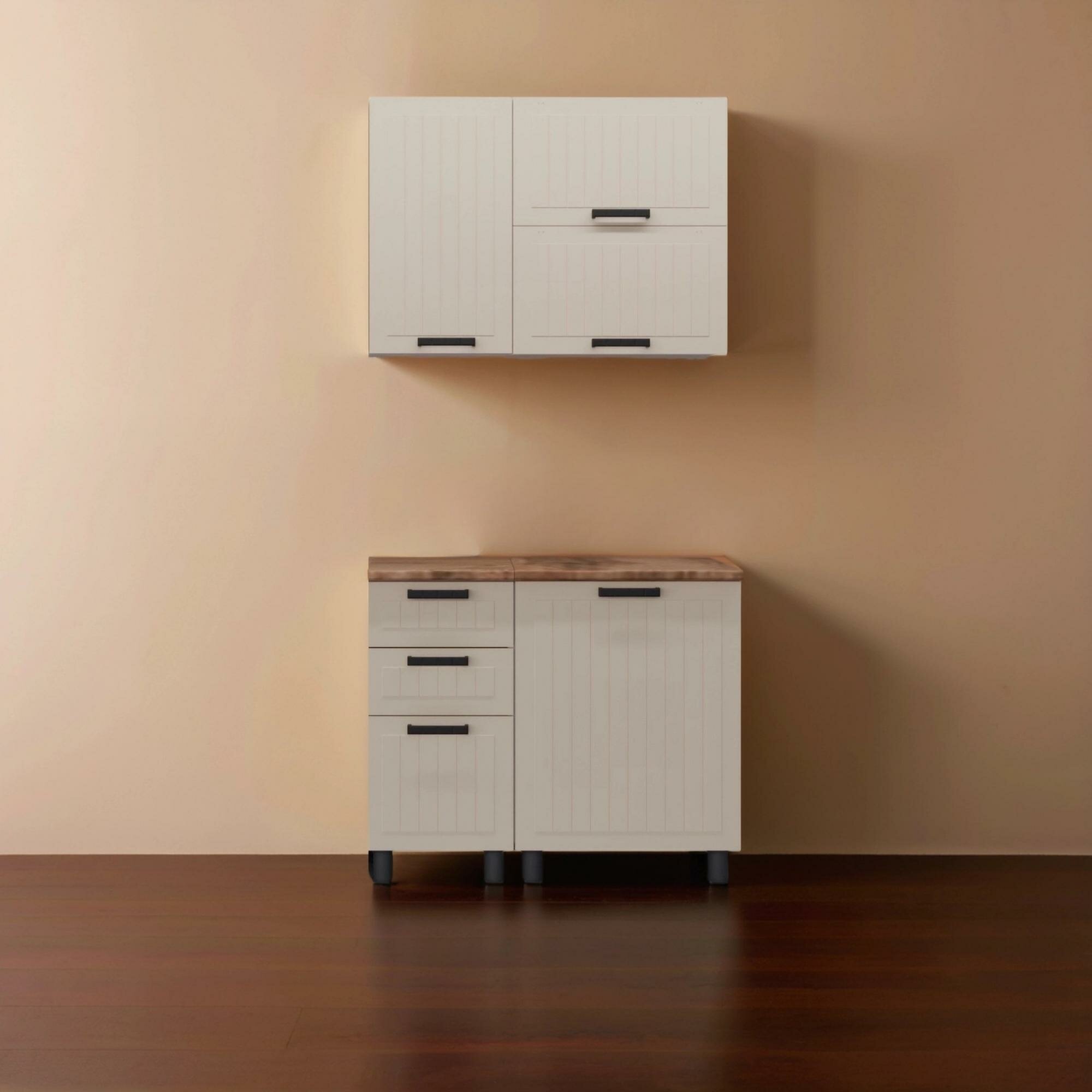 МК Аленушка 1м с 2 ящ Орхидея Крем, скоба черный, сонома