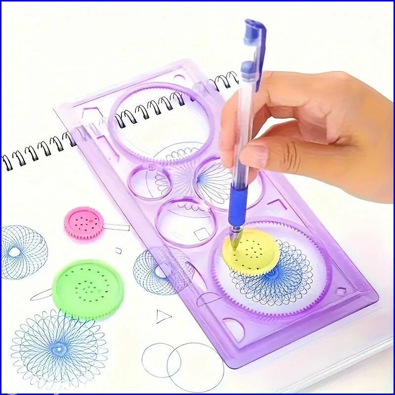 Набор для творчества спирограф трафарет линейка бестселлер в 1 комплекте случайных цветов-