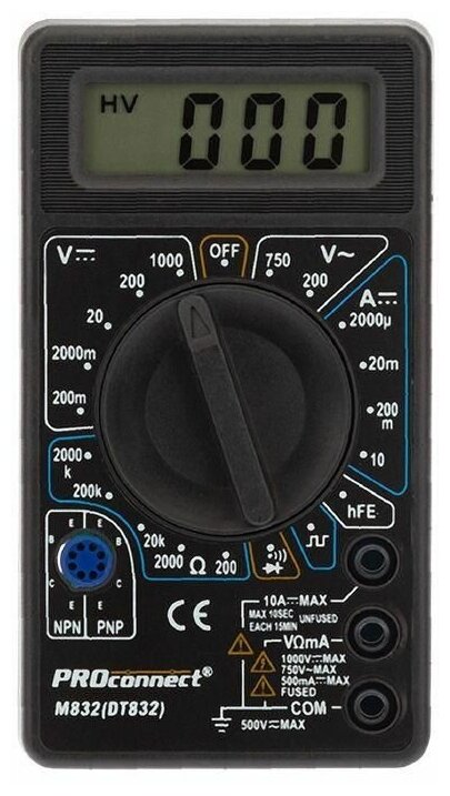 Мультиметр портативный M832 (DT832) PROCONNECT 13-3012