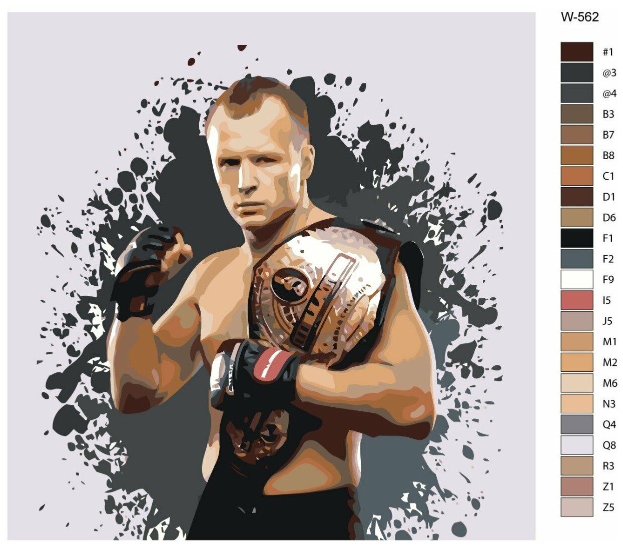 Картина по номерам W-562 "Российский боец без правил - Александр Шлеменко" 40х40