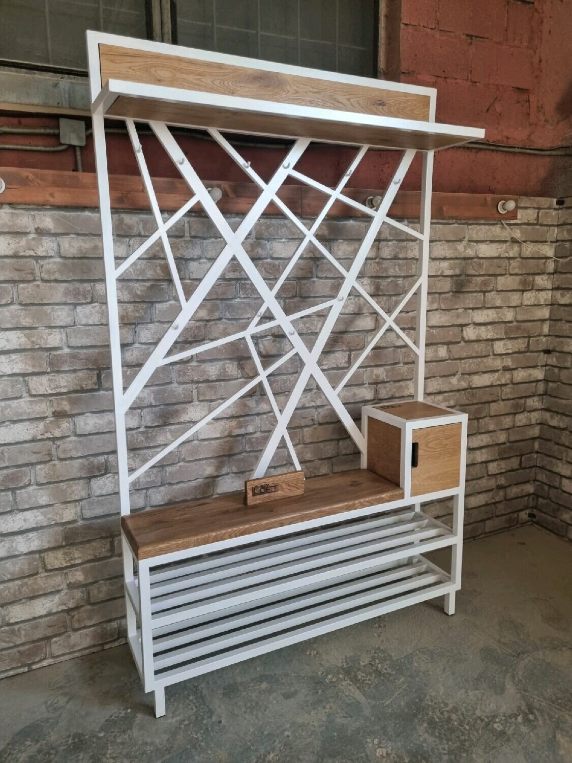 Гардеробная "EasyLOFT" в стиле лофт, вешалка, 130х30х200 см.