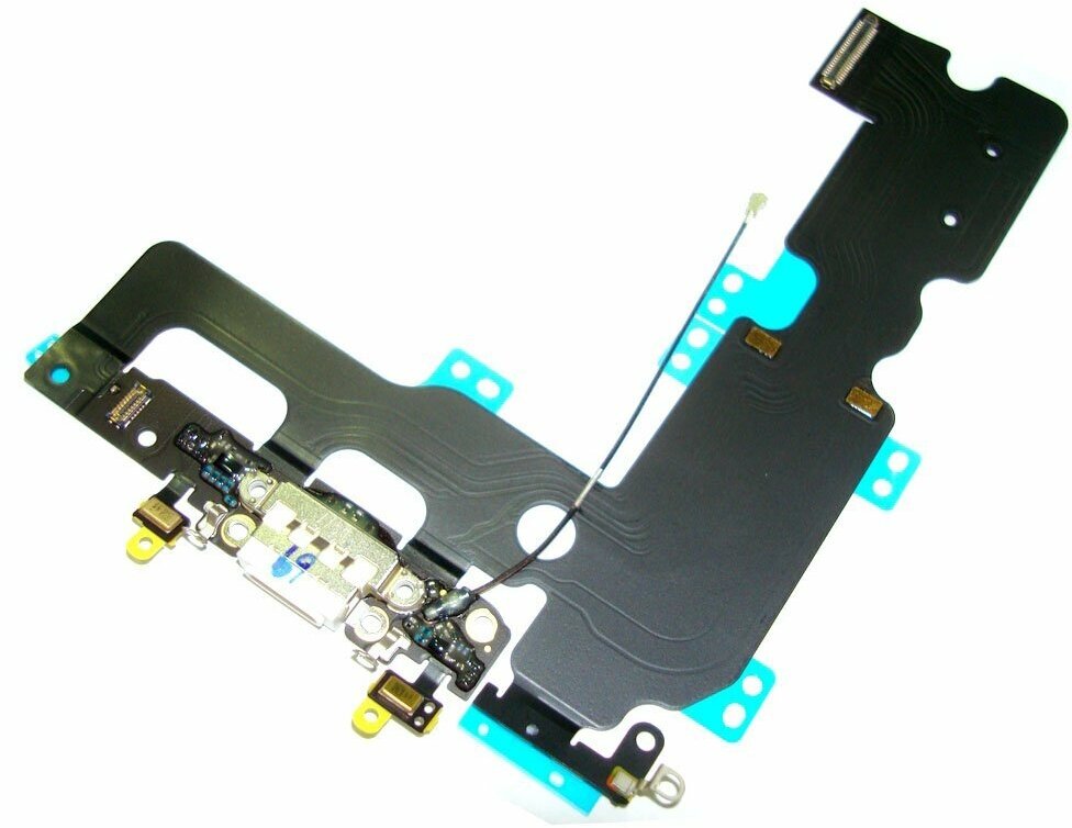 Шлейф для iPhone 7 + разъем зарядки + микрофон (черный)