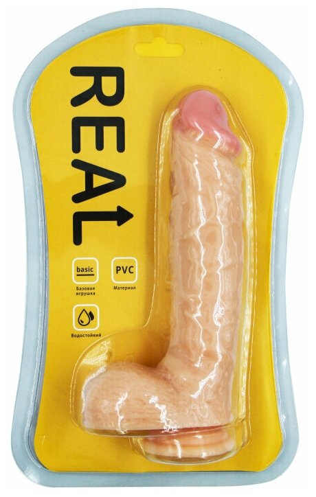 Реалистичный фаллоимитатор REAL с мошонкой на присоске, PVC, 24x5 см.