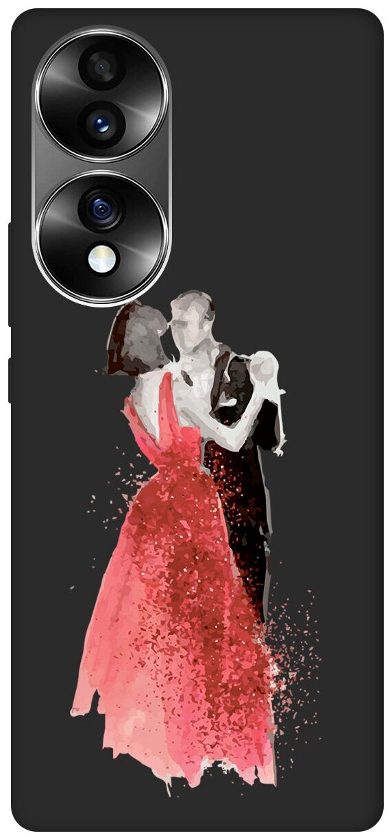 Матовый чехол Dancing Couple для Honor 70 / Хонор 70 с 3D эффектом черный