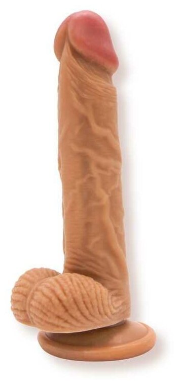 Фаллоимитатор мулат реалистичный SexNow Steadfast на присоске c мошонкой 18,9 см