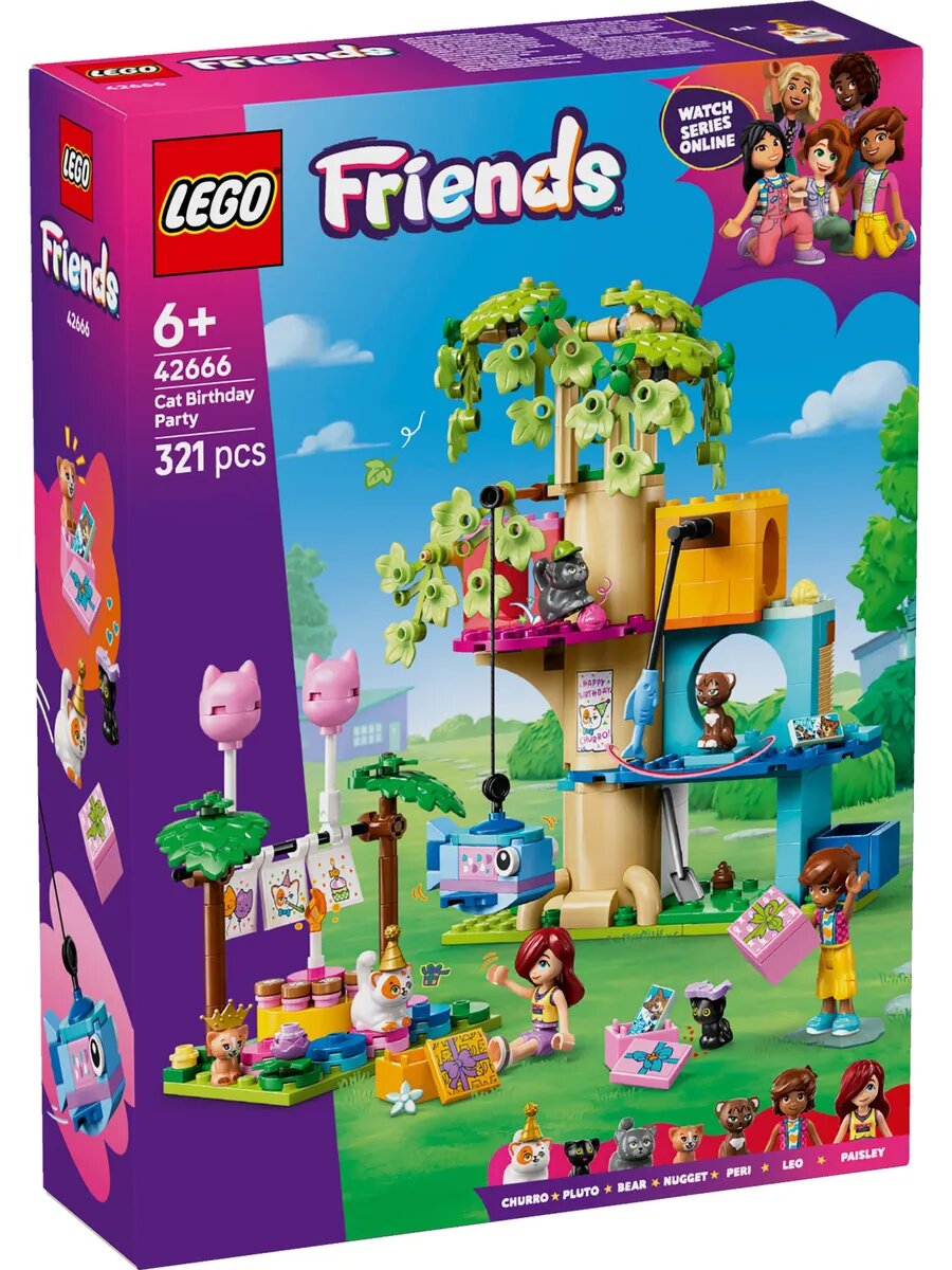 Конструктор LEGO Friends 42666 День рождения кота и домик на дереве