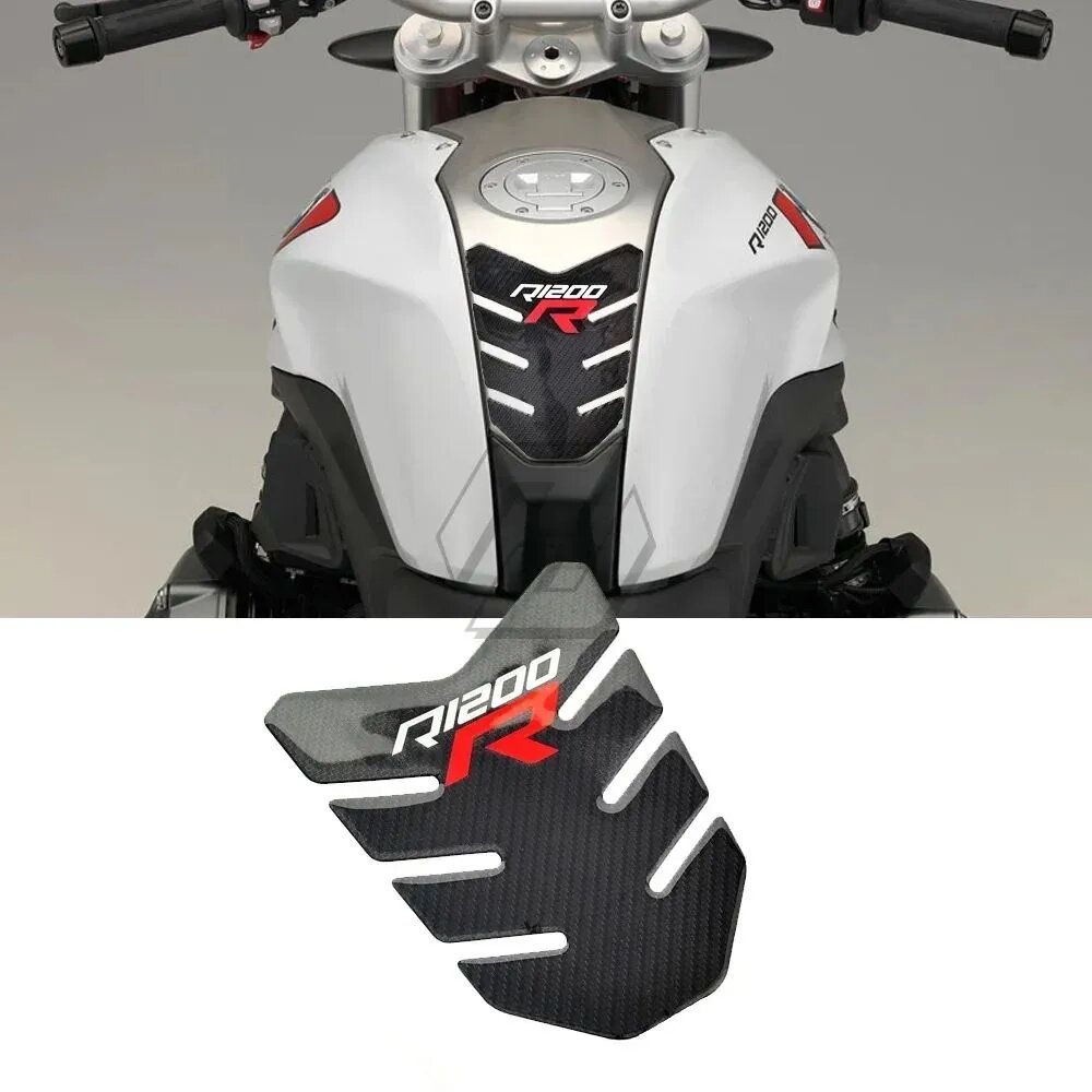 Наклейка 3D протектор на топливный бак для мотоцикла BMW R1200R, ABS, 180x230 мм, коричнево-красная