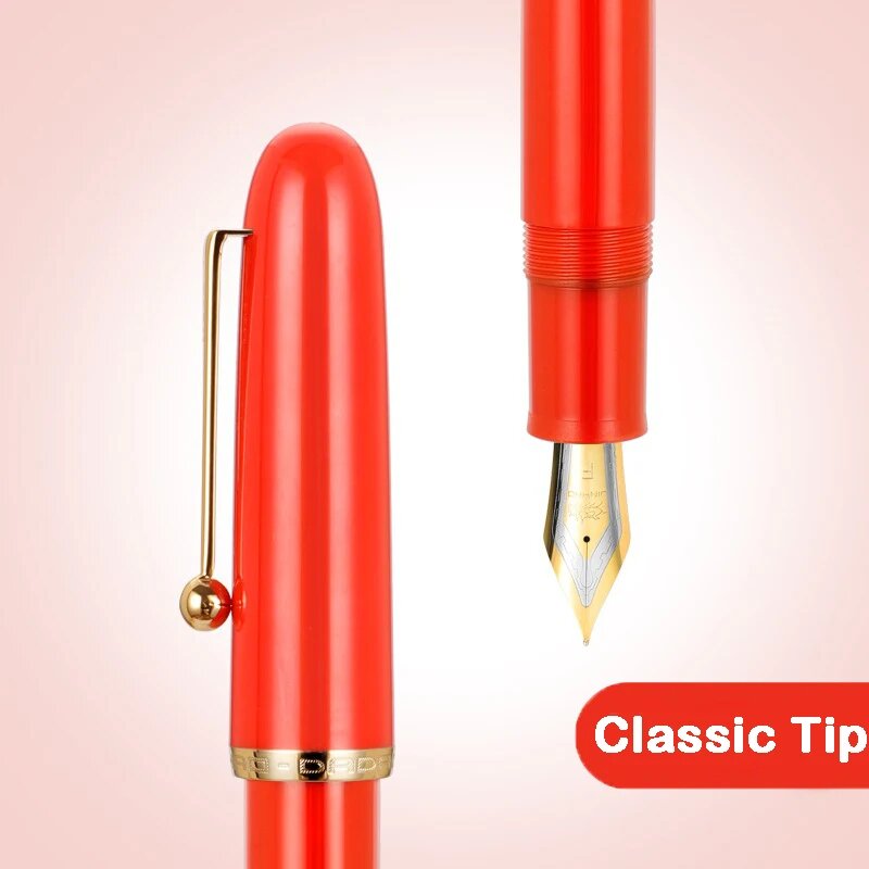 Перьевая ручка Jinhao 9016 прозрачная EF/F/M Красный, F(Approx 0.5mm), Orange Red