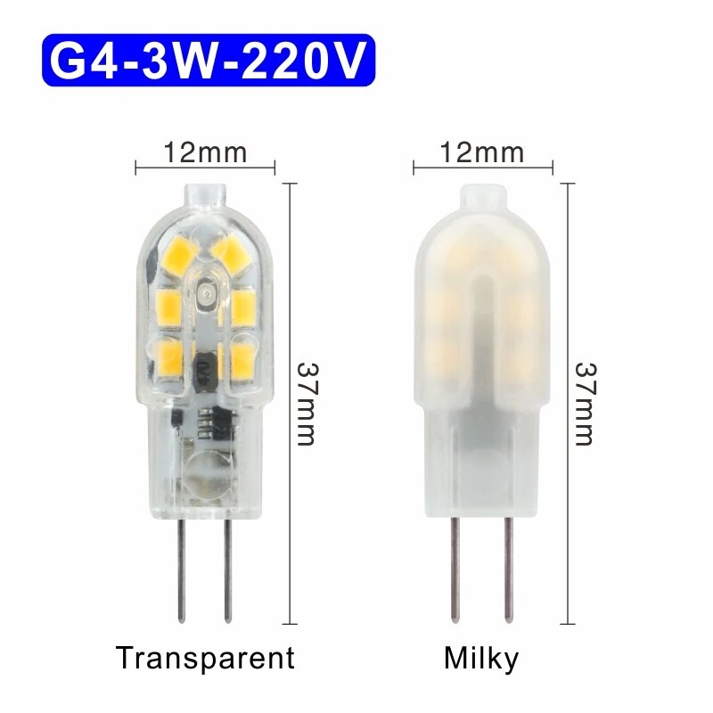 Светодиодная лампа G4 3W 220V, прозрачная