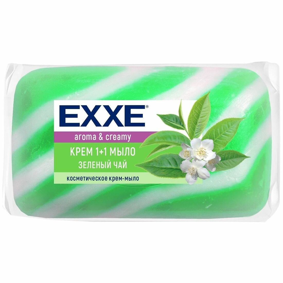 Туалетное крем-мыло EXXE 1+1 Зеленый чай/Оливковое масло зеленое 80гр