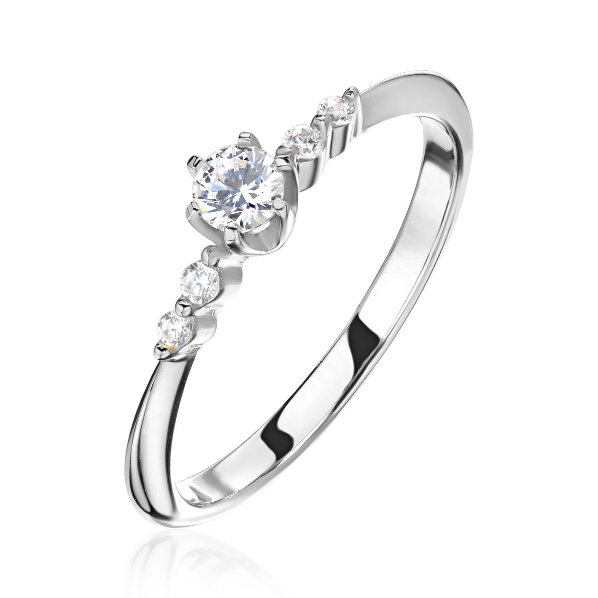 Кольцо, белое золото, 585 проба, фианит