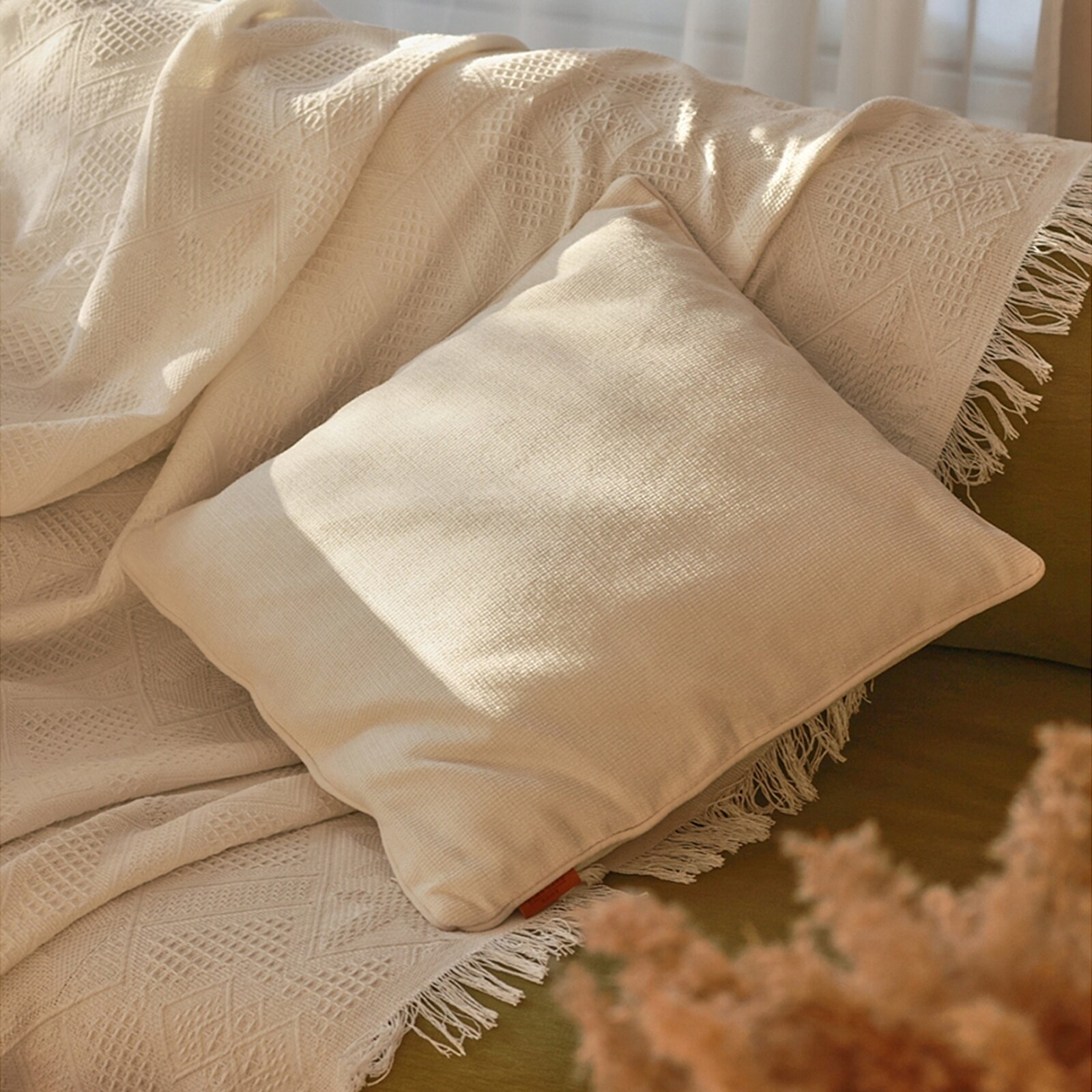 Наволочка декоративная SL Home Organic, 45×45 см, белая, полиэстер