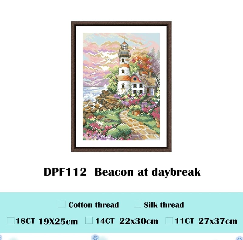 Набор для вышивки крестом Dreampattern Beacon at daybreak 18/14/11 ct Cotton thread, 14ct unprint canvas