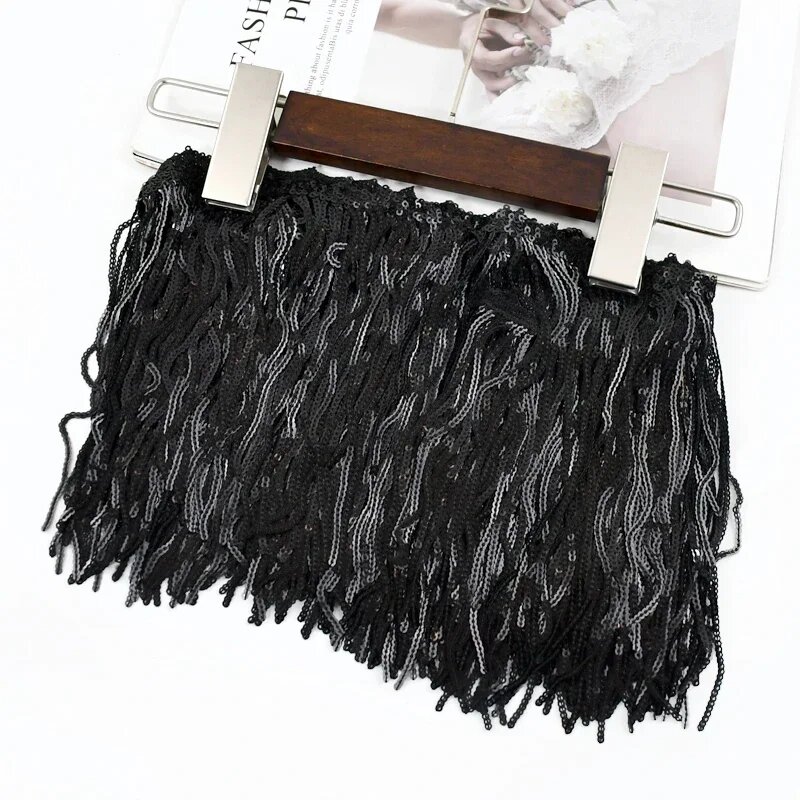 1-5 ярдов 17 см бахрома Metee с кисточками, кружевная лента с блестками, цветная отделка для платья, одежды, декоративные поделки, аксессуары для одежды