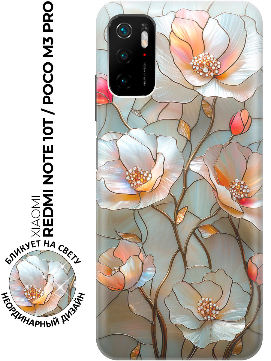 Силиконовый чехол на Xiaomi Redmi Note 10T / Poco M3 Pro с принтом "Фарфоровые цветы"