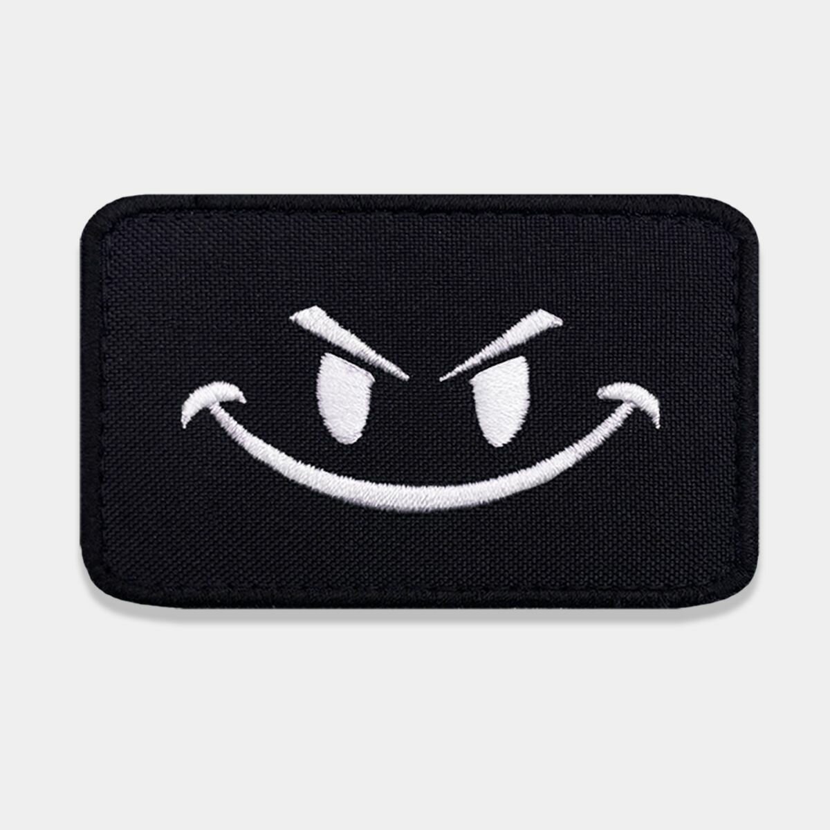 Шеврон "Злой Смайлик", 80х50 мм, на липучке, износостойкий, черный