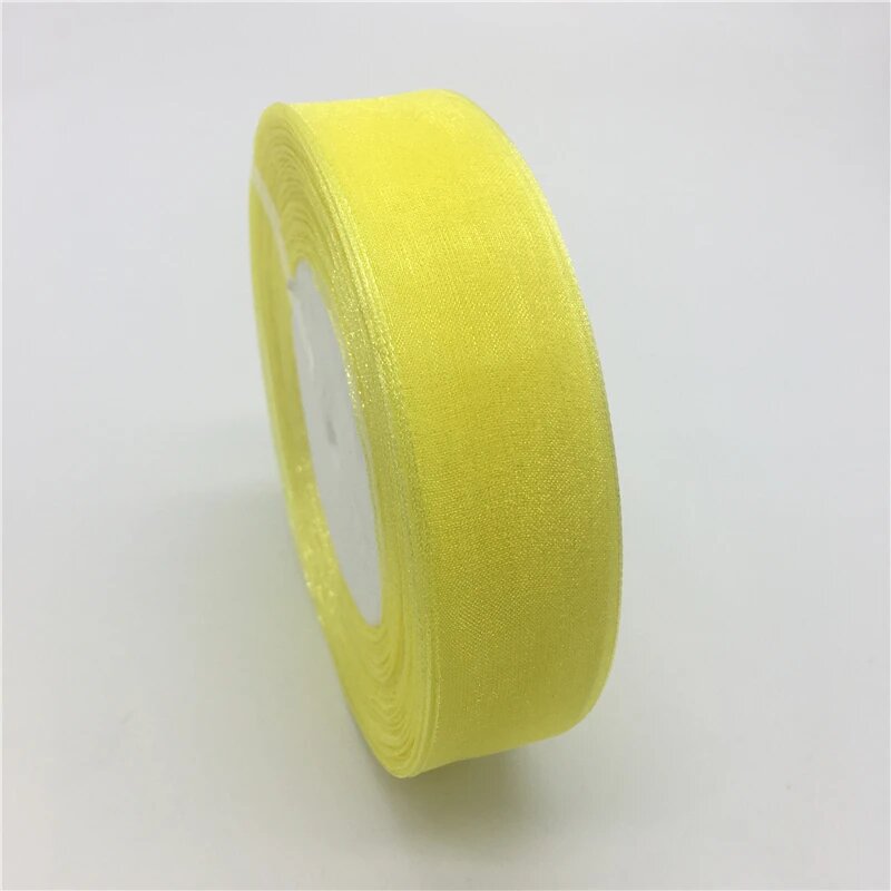 Лента органза RYFDBMauve 5 ярдов 25 мм 27 цветов Желтый, Yellow
